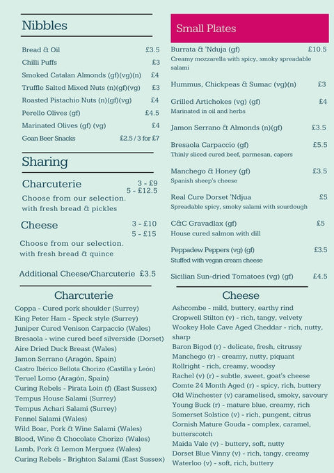 Food Menu – Crushed & Cured