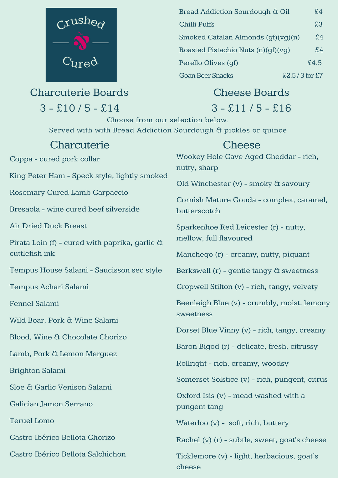 Food Menu – Crushed & Cured